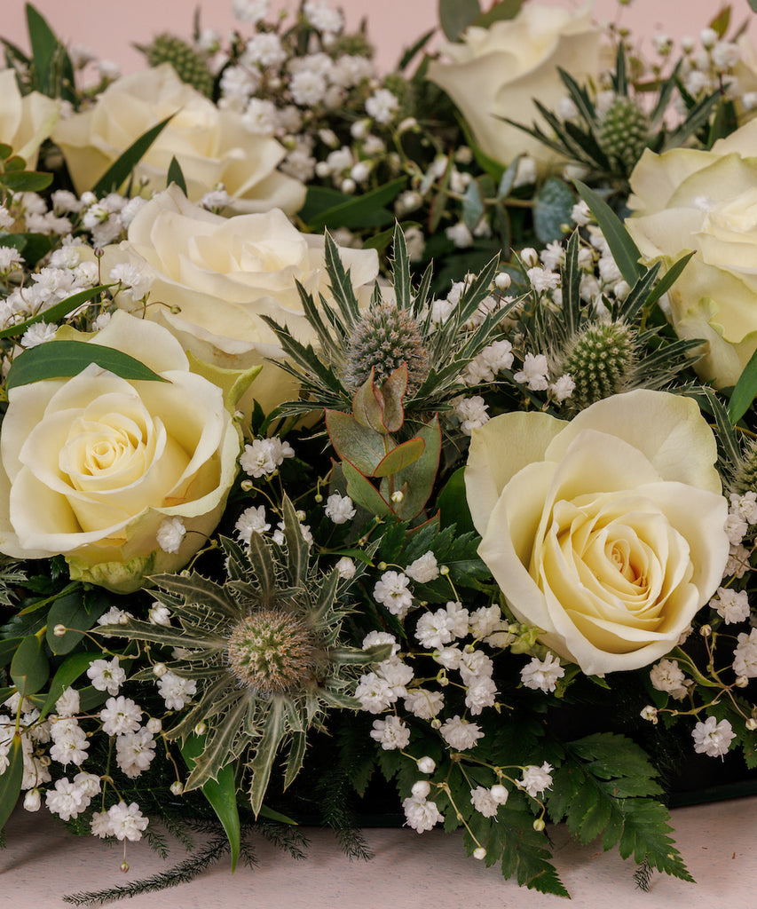 White Rose Funeral Wreath Arrangement | Lamber De Bie – Lamber De Bie ...